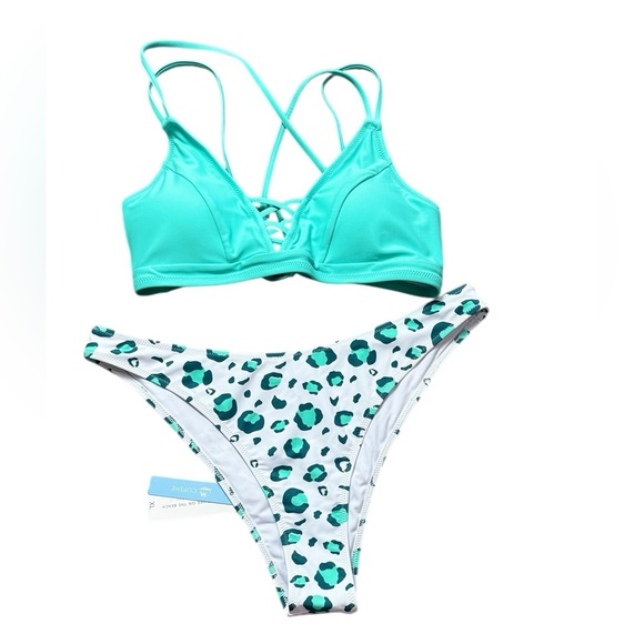 Cupshe | Swim | Cupshe Bikini Mint Green Blue Bikini | Poshmark